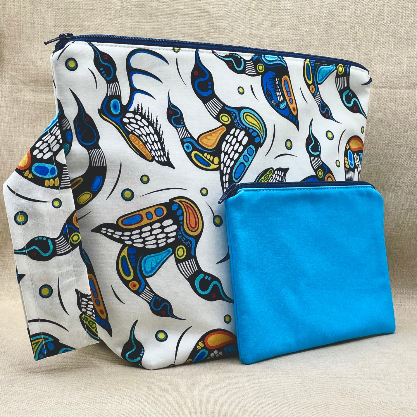 Loon Toss (White) - Project Bag with Coordinating Notions Pouch – Evertote